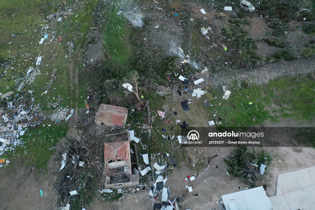Aerial views showing damage caused by tornado in Izmir | Anadolu Images