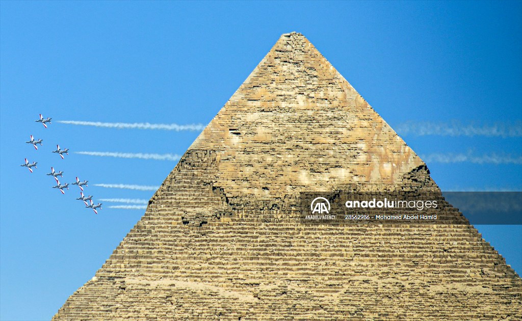Flight demonstration at the Giza Pyramids in Egypt | Anadolu Images