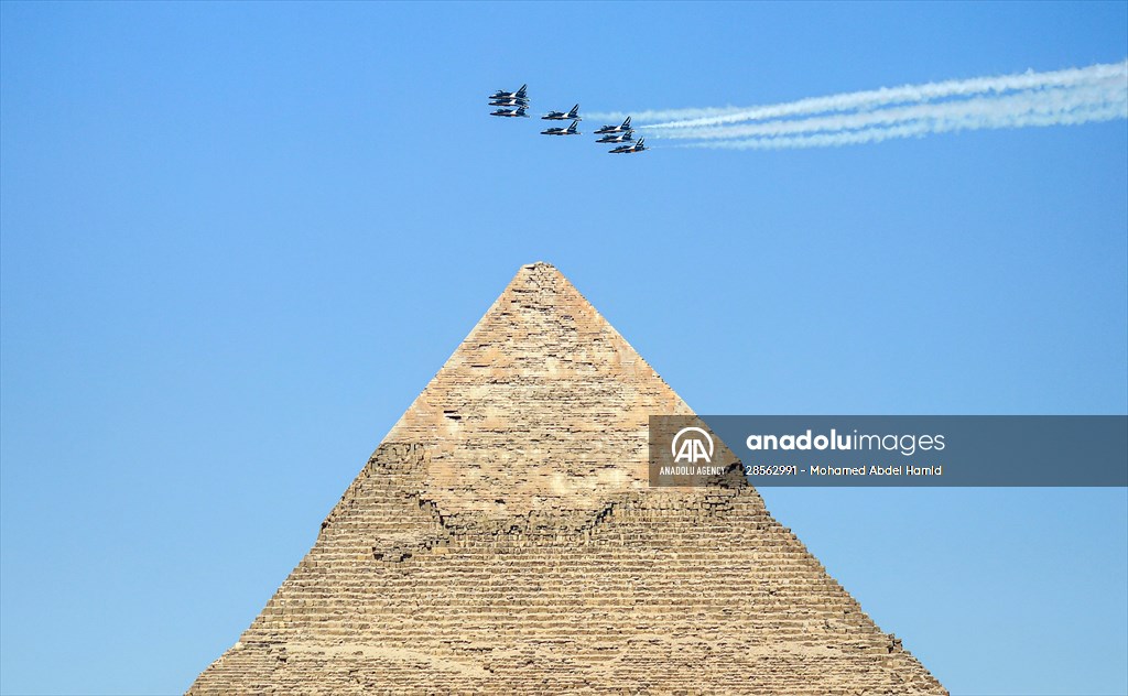 Flight demonstration at the Giza Pyramids in Egypt | Anadolu Images