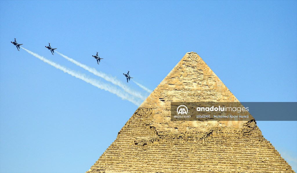Flight demonstration at the Giza Pyramids in Egypt | Anadolu Images