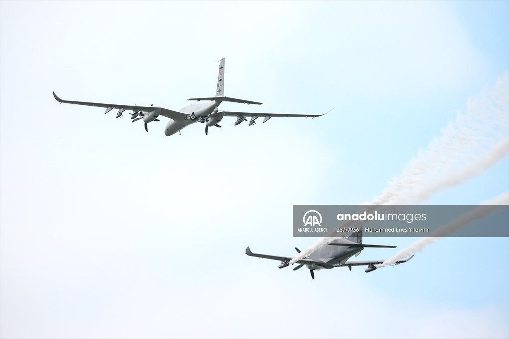 Hurkus, with Selcuk Bayraktar in the second pilot's seat, and Akinci ...