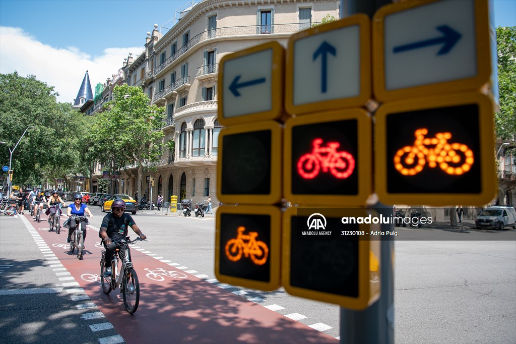 New traffic light system starts to operate in Barcelona | Anadolu Images