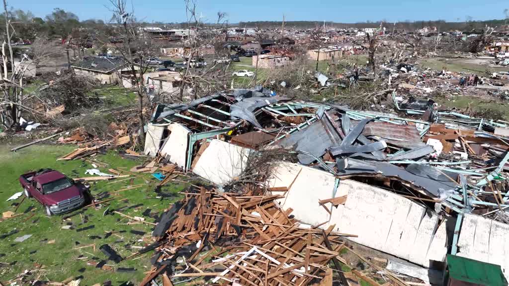 Drone video shows the devastation of the deadly Mississippi Tornado ...